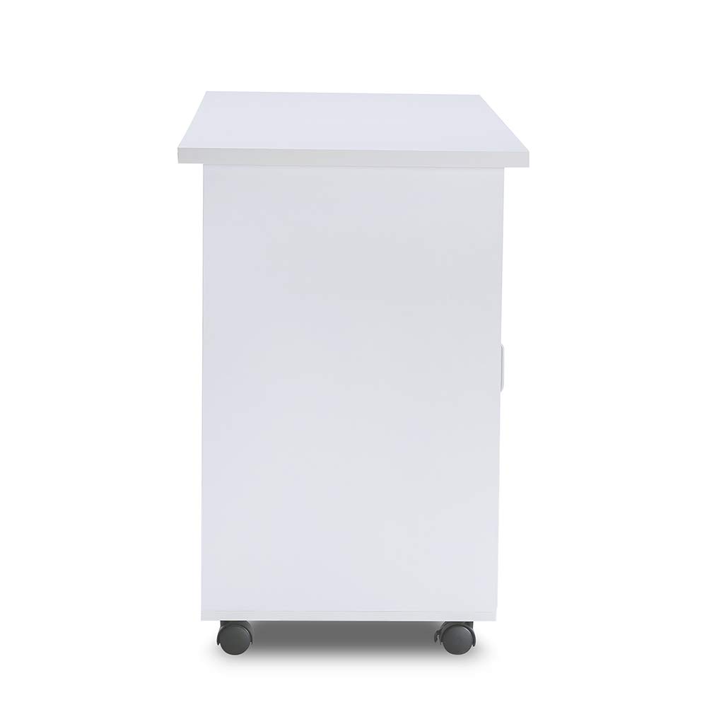 Paddie Nail Table, Manicure Table Nail Desk Station Professional Portable with Wheels for Technician Beauty Salon Art Spa Office, Double Side, White