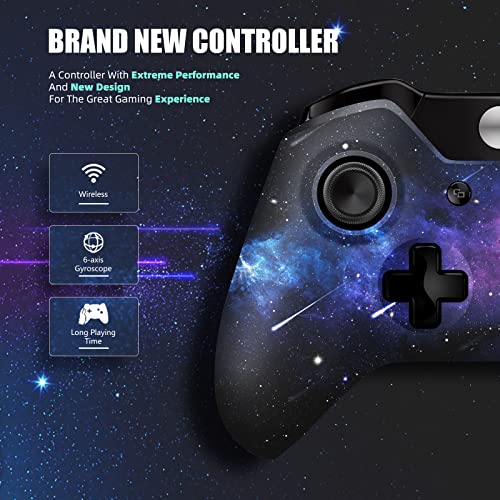 Wireless Game Controller for Xbox One, MissHome Xbox Controllers with Button Caps Compatible with Xbox One/X/S/Series X/S/Elite/PC Windows with 3.5mm Aduio Headphone Jack (Nebula)