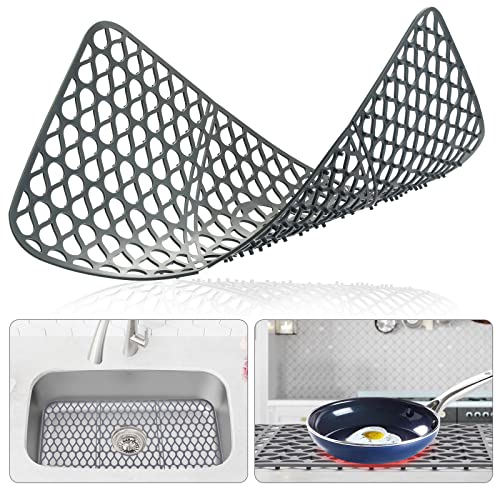 Silicone Kitchen Sink Mats for Bottom of Kitchen Sink,Non-slip Heat Resistant Sink Protectors for Kitchen Sink Mats and Protectors,Silicone Sink Mat Protector for Farmhouse Center Drain(26"x14")