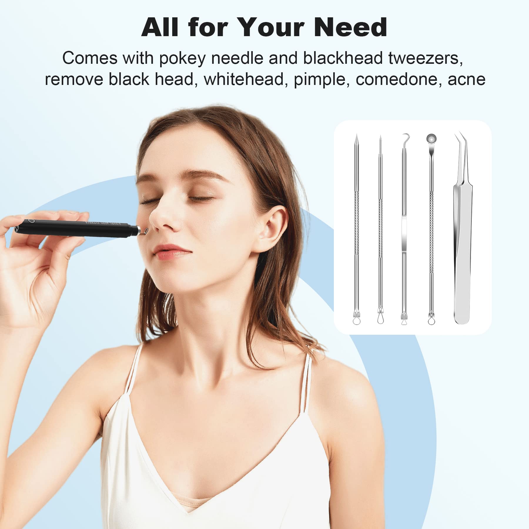 YUYUKO Blackhead Remover Tools, Pimple Popper Tool Kit, Visible Pore Cleaner with Ultra HD Camera and Lights, Rechargeable, Comedones Blackhead Extractor Tool for iPhone, iPad & Android Smart Phones