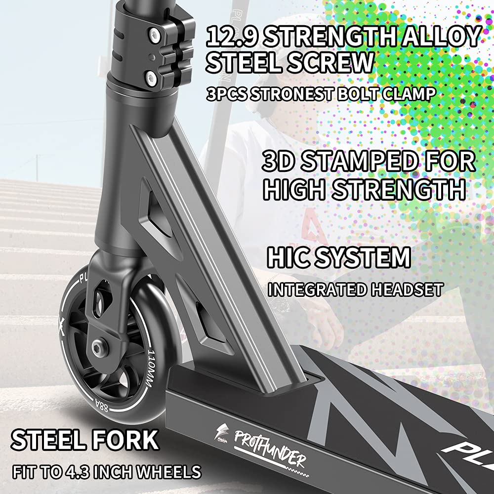 Pro Scooter Stunt Trick Scooters for Kids Adults Beginner and Pros, with 110mm Aluminum Core Wheels, Scooter Heights 31.5", Midnight