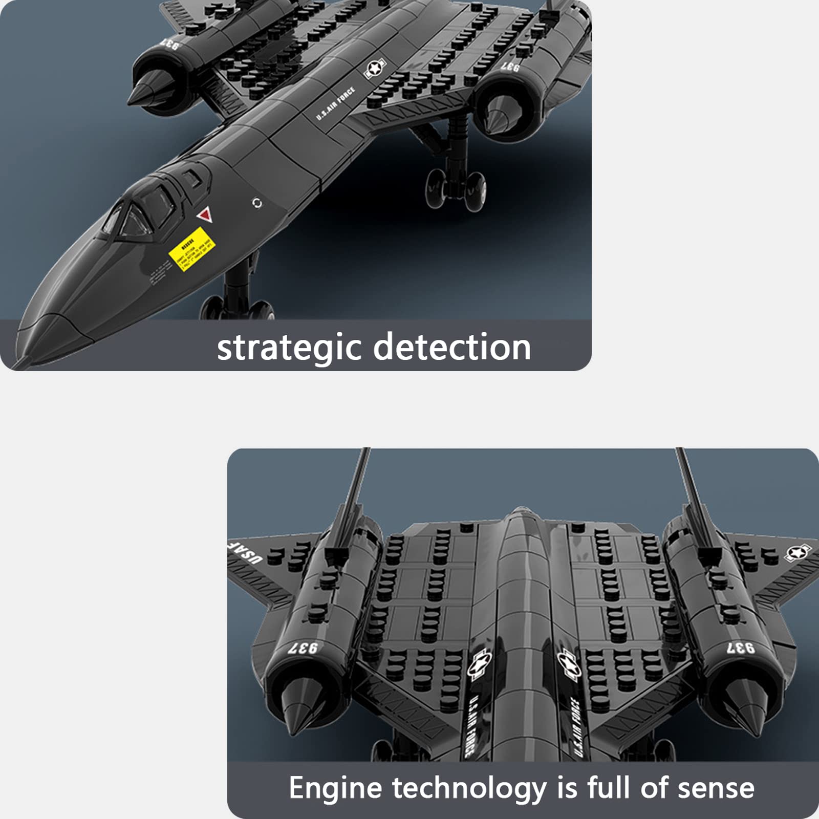 Veccsill SR71 Blackbird Model Airplane Building Blocks Set(183 PCS), Military WW2 Plane Kits for Boys, Army Aircraft Fighter Jet Sets for Kids