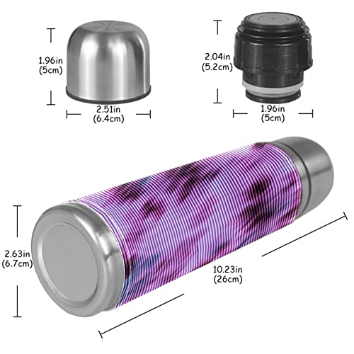 Stainless Steel Leather Vacuum Insulated Mug Geometry Thermos Water Bottle for Hot and Cold Drinks Kids Adults 16 Oz