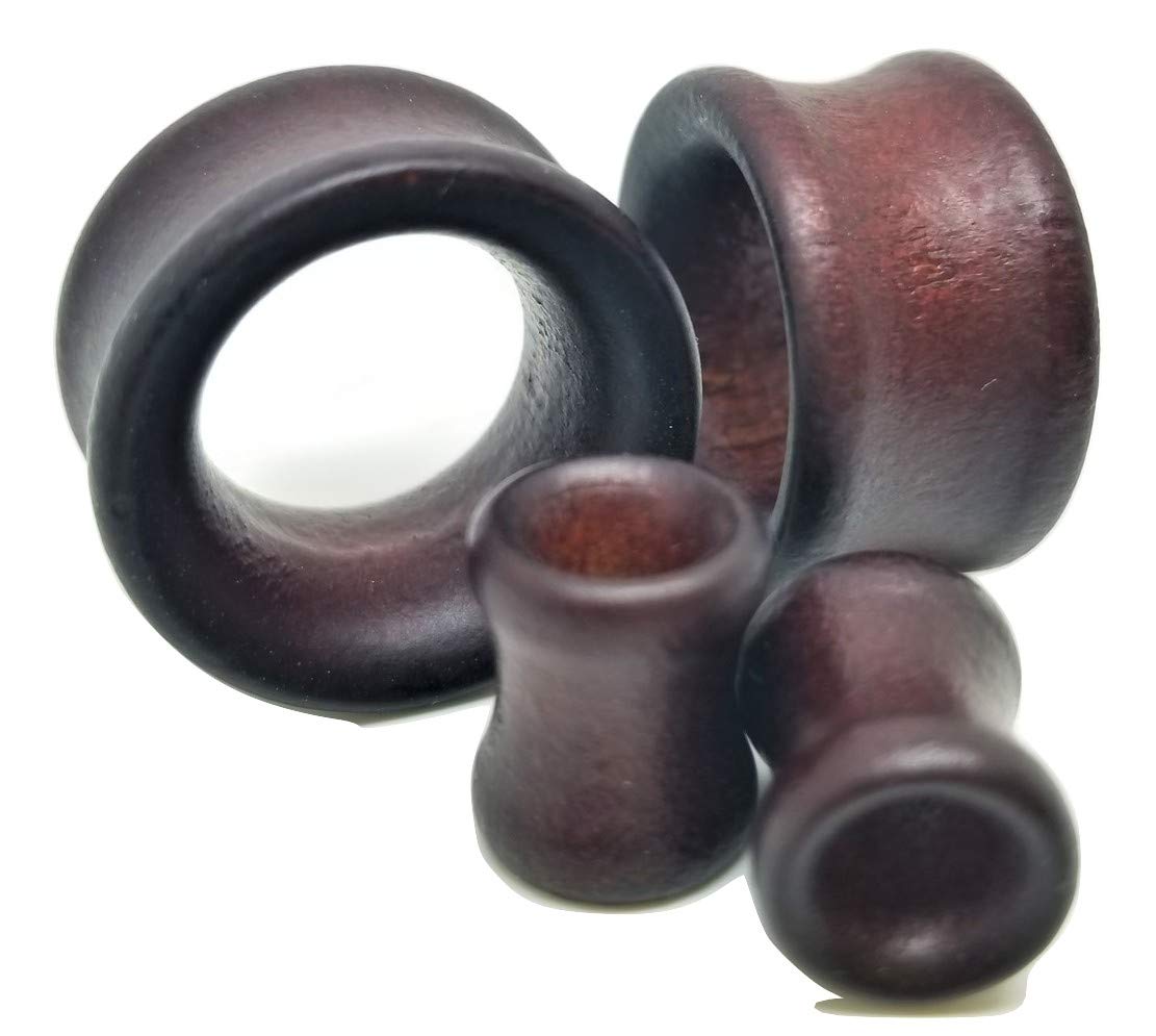 Organic Stained Bamboo Tunnel Ear Plugs - Double Flare Saddle - 7 Sizes - Pair - New (0 Gauge (8mm))