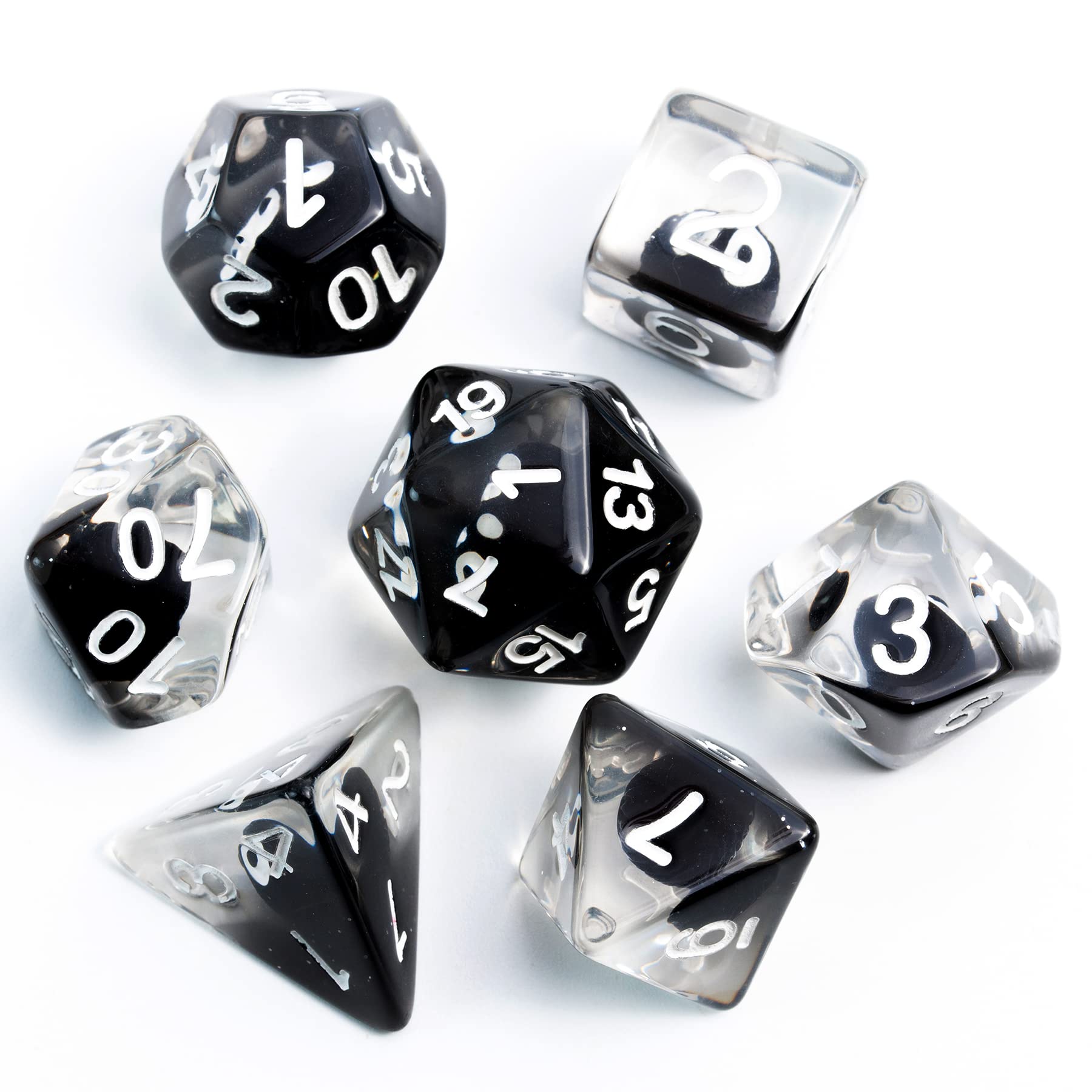 Svizo DND Dice Set 7-die Polyhedral Dice Filled with Elf Handcrafted Beautiful Inclusion D&D dice for Dungenons and Dragons Tabletop RPG MTG Pathfinder(Dust Sprite)