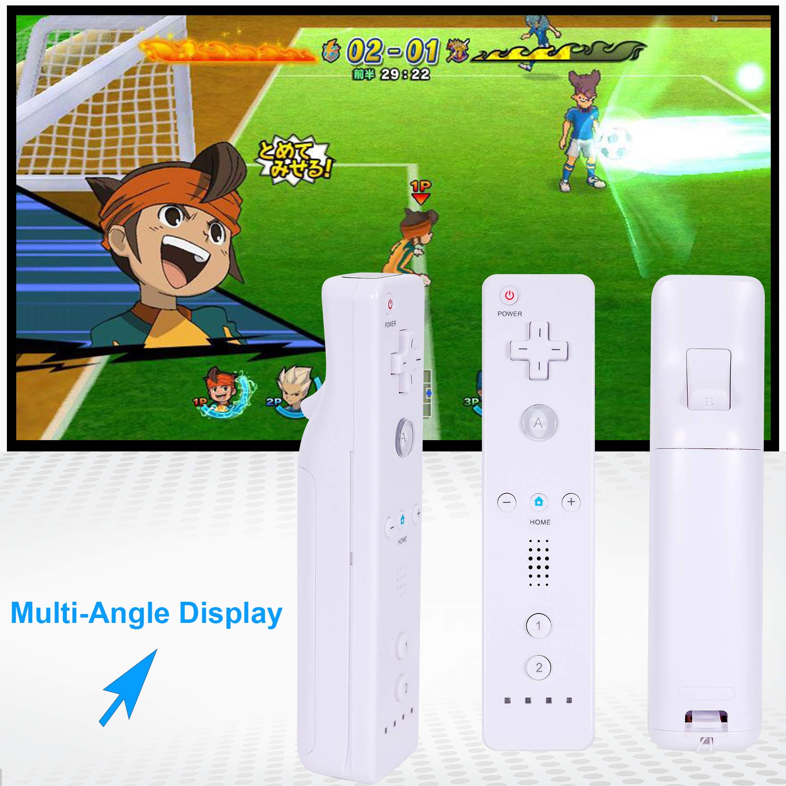 SogYupk 2 Pack White Wireless Controller, A Replacement for Wii Remote Controller, Compatible with Wii/Wii u Console, with Silicone Case and Non-Slip Wrist Strap (2 White)