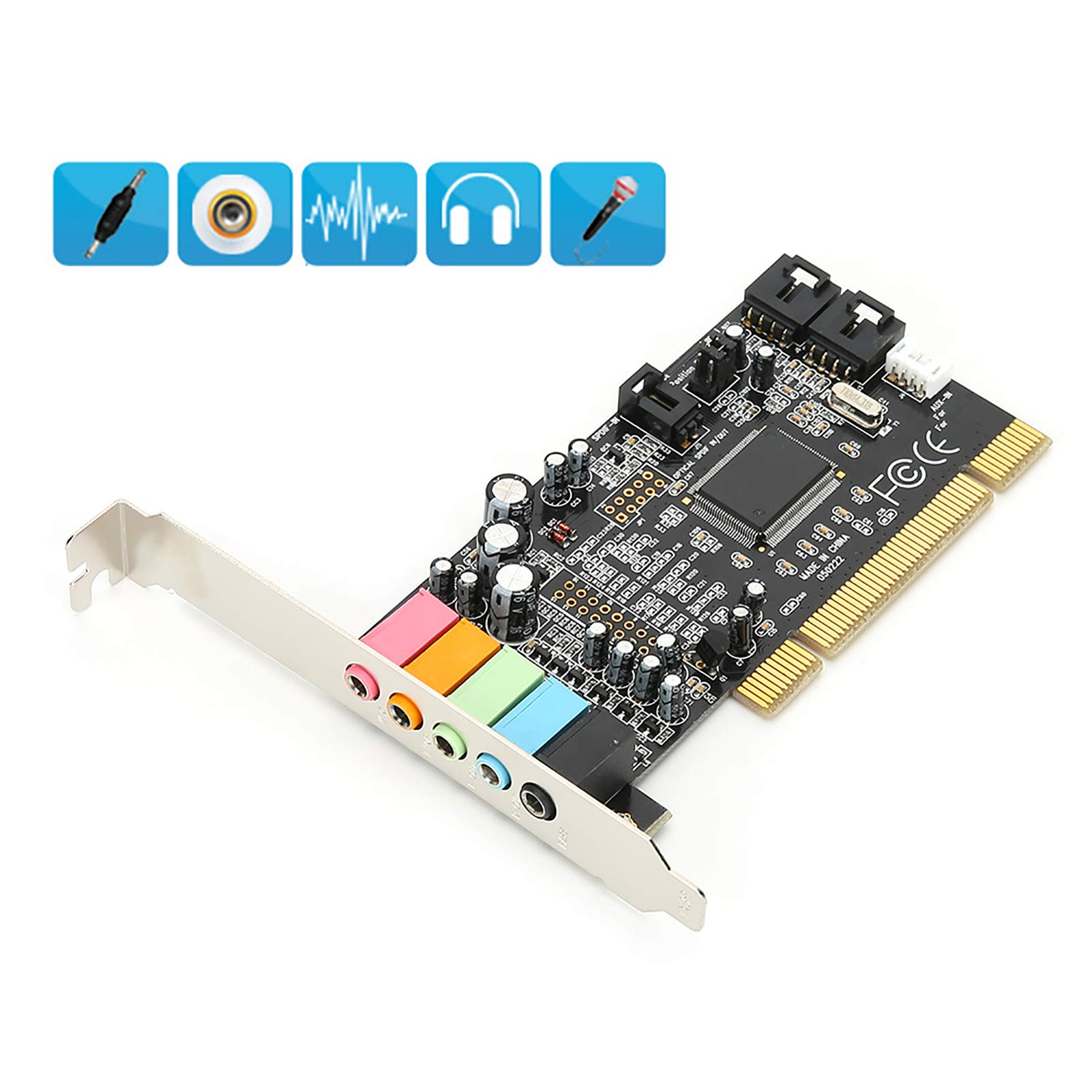 PCI Internal Sound Card , 5.1 Stereo Surround Mixing PCI X4 X8 X16 PCI e Audio Card Remix ,Karaoke ,NetworkInput Sound Card 8738CH6 PCI Chip