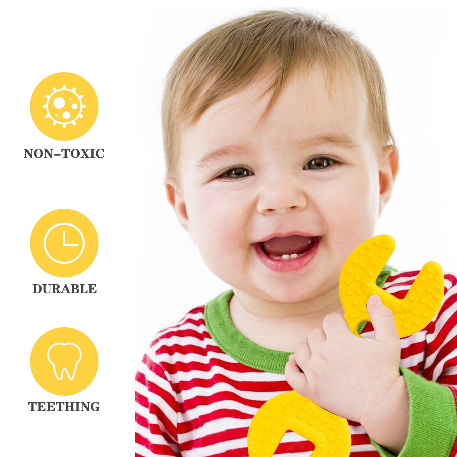 SJUFNDS Silicone Baby Teether Toy - Hammer Wrench Spanner Pliers Shape Infant Teething Molar Ease Babies Sore Gums Freezer BPA 0-6 Months for 6-12 4 Pack