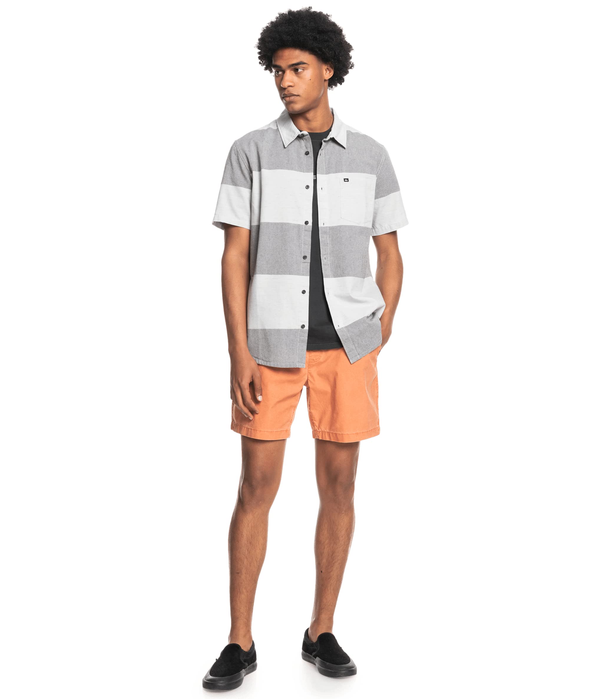 Quiksilver Men's Button Down Shirt, Tarmac KALUA Kobi, Large