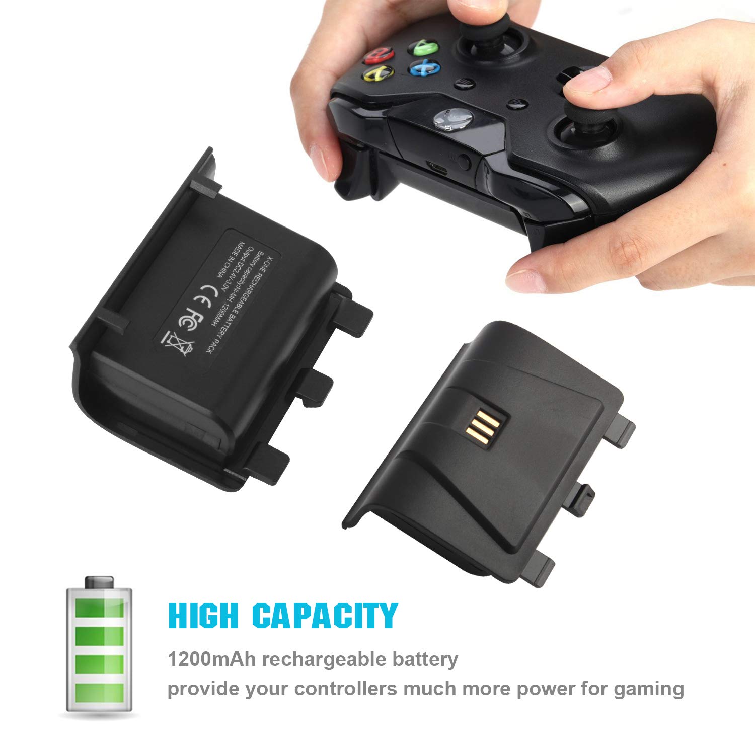 Megadream Controller Charger for XB One, Dual Dock Battery Charging Station Controller Charging Stand Dock with 2 Rechargeable 1200mAh Battery Packs for Xb one S/X/Elite, LED Indicator Light