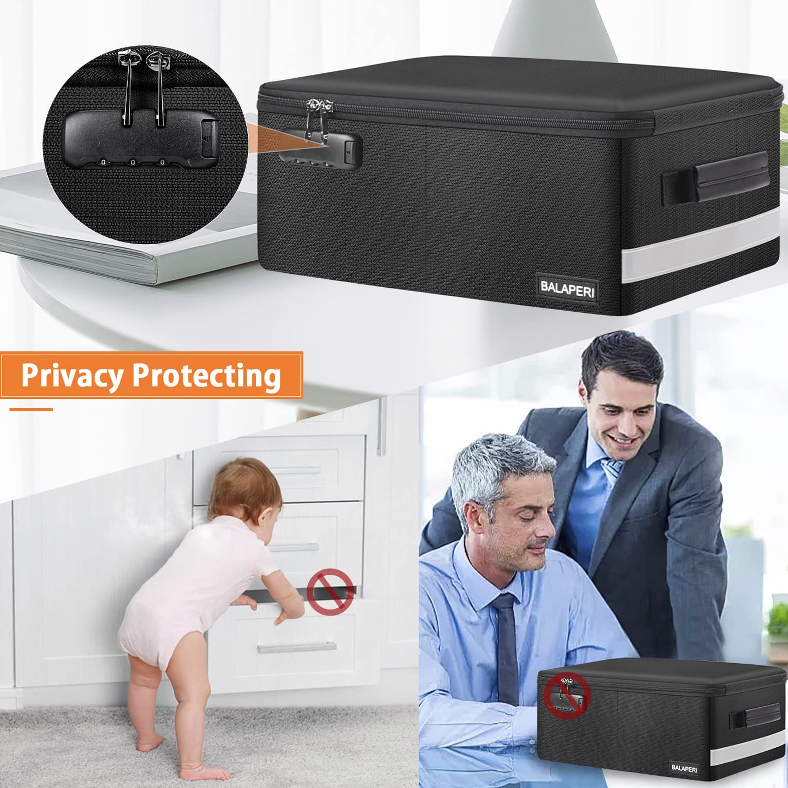 Photo Organizer Box with Lock, Fireproof Photo Storage Box with 16 Clear 4" x 6" Photo Storage Cases Photo Keeper Picture Storage Containers Box, Portable Photo Storage Containers with Handle