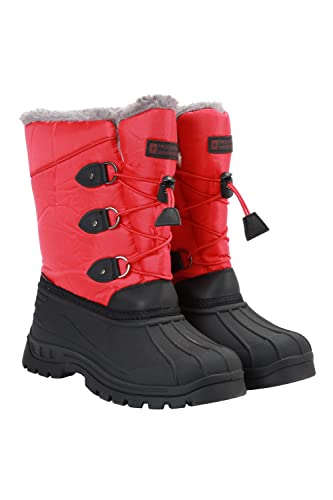 Mountain Warehouse Kids Fleece Lined Snow Boots - Warm Winter Shoes Dark Red Kids Shoe Size 6 US