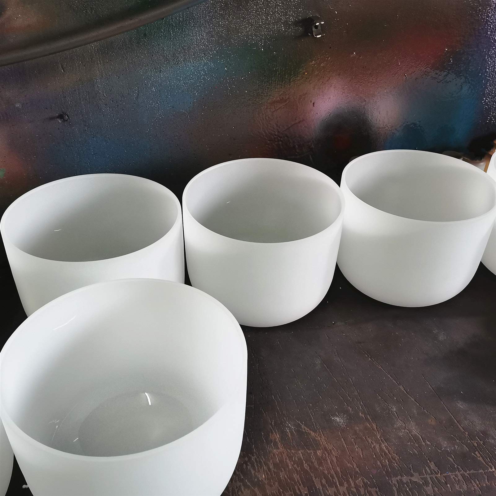SJYDQ 7"-12" Note CDEFGAB Set of 7PCS Chakra Frosted Quartz Crystal Singing Bowl (Size : 432hz)