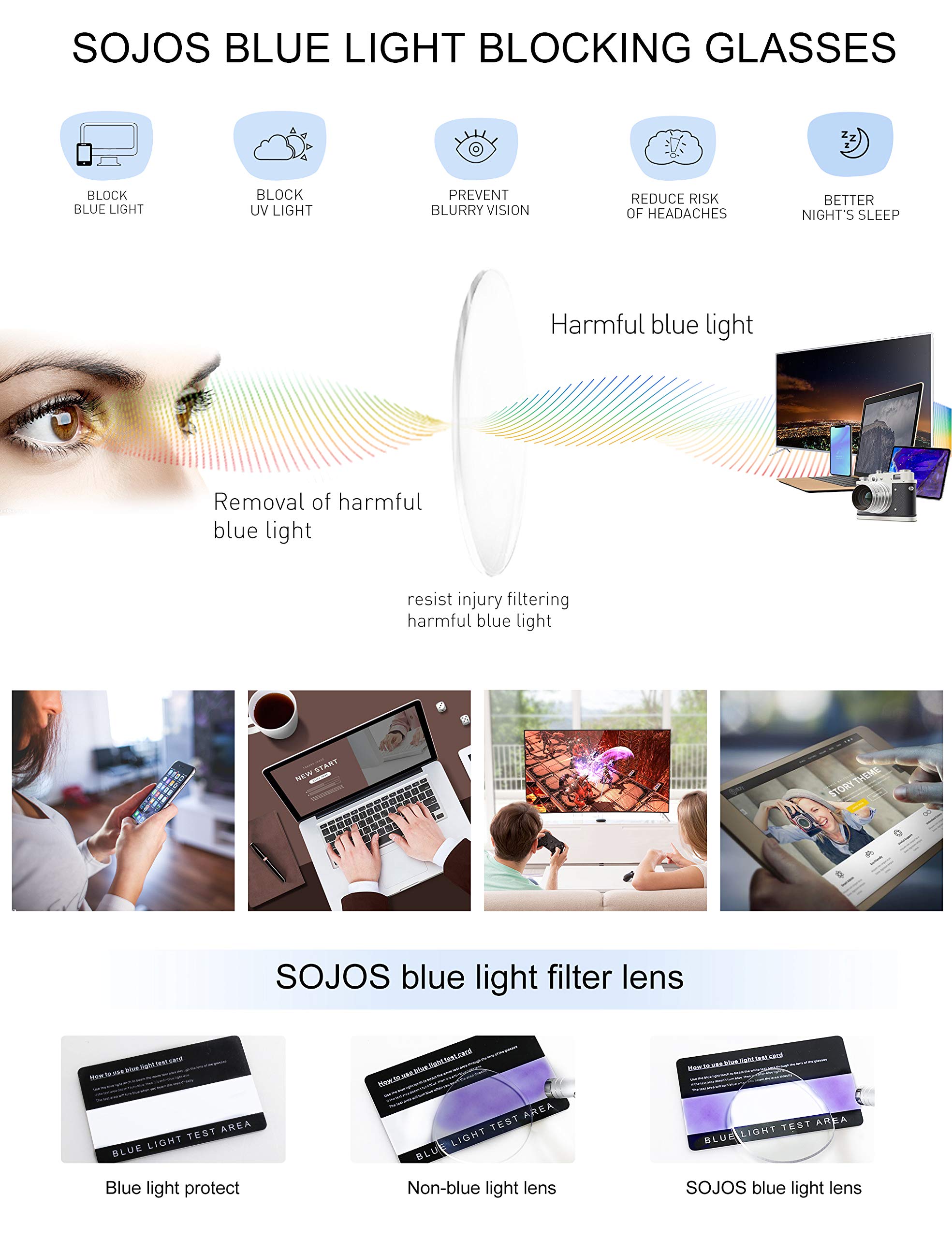 SOJOS Oversized Aviator Blue Light Blocking Glasses for Women Men, Metal Frame Clear Lens Eyeglasses SJ5098, Matte Black Frame/Anti-Blue Light Lens