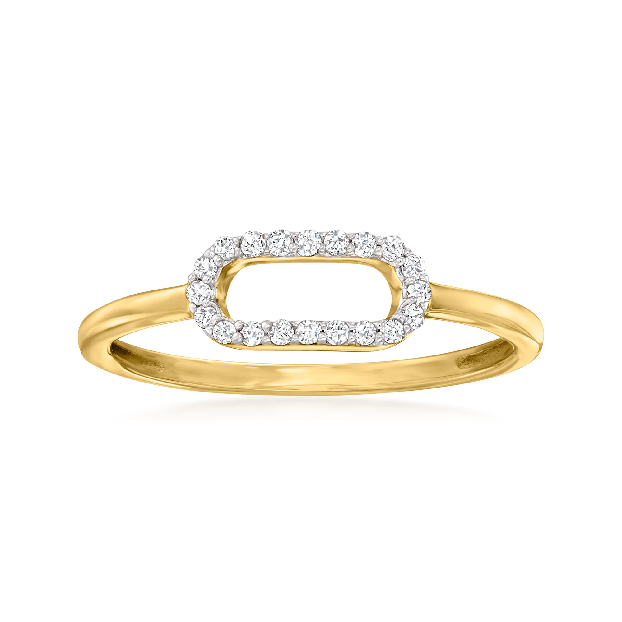 RS Pure by Ross-Simons 0.10 ct. t.w. Diamond Paper Clip Link Ring in 14kt Yellow Gold. Size 8