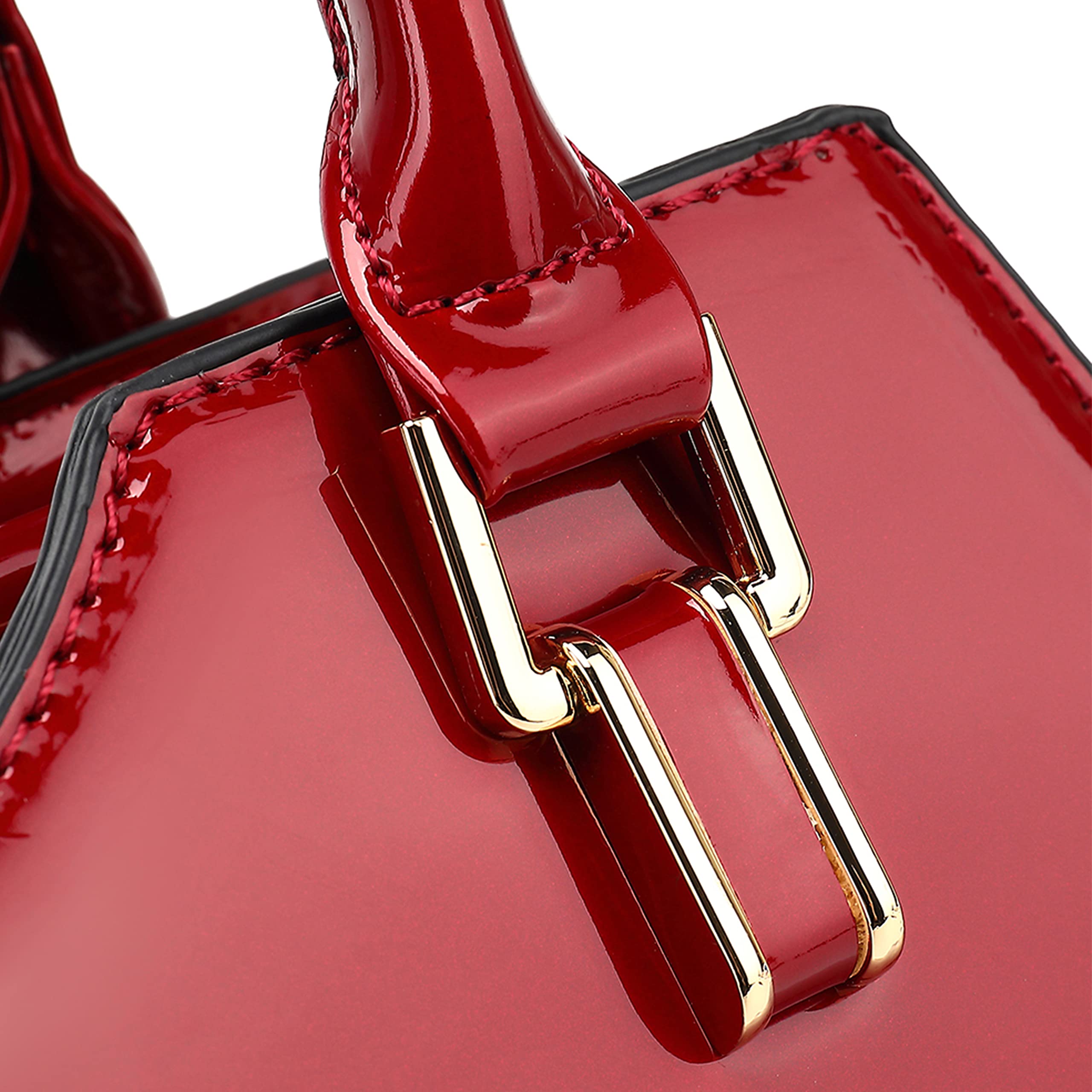 Style Strategy red purses patent leather Satchel handbags for women Top Handle with push button Shoulder bags crossbody for women