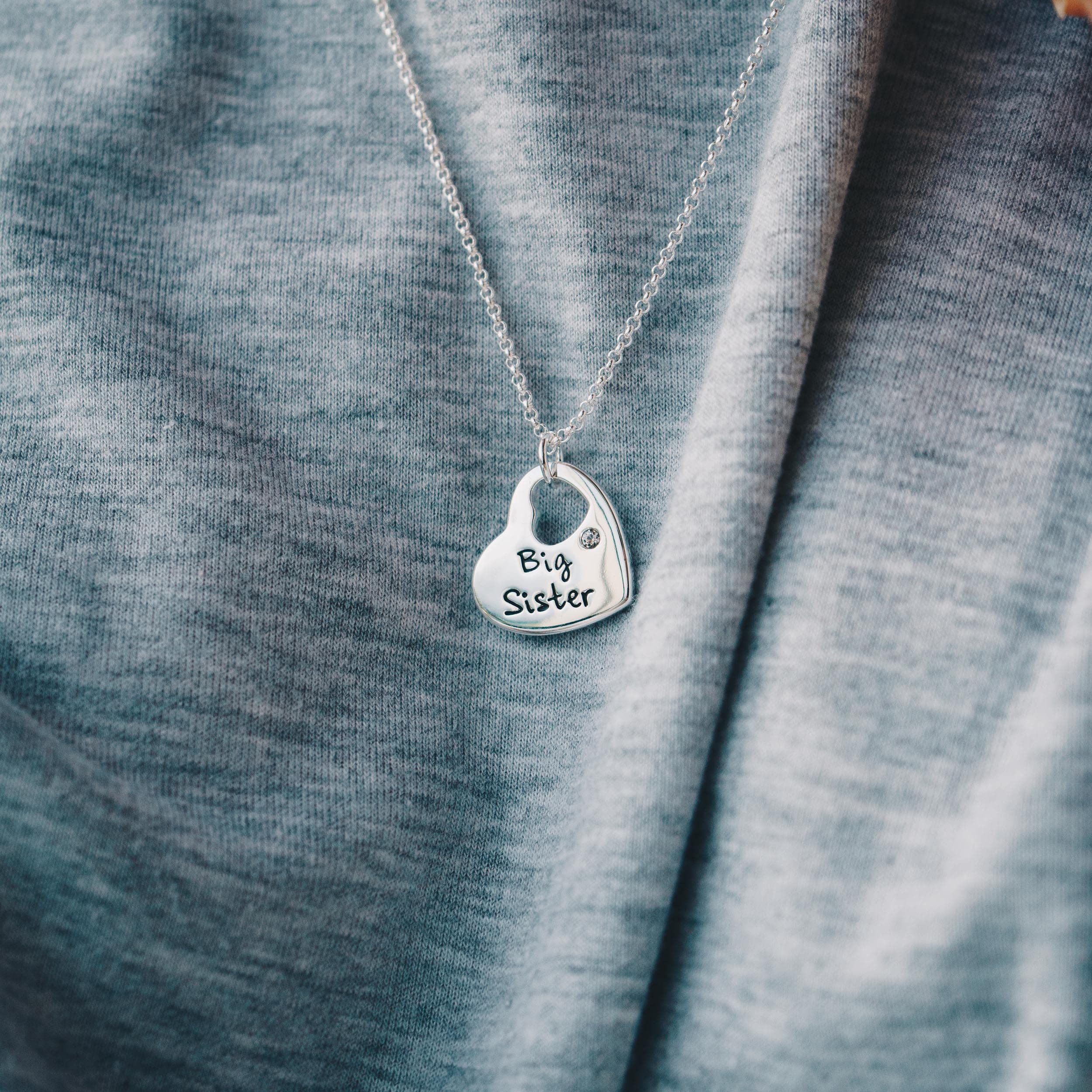 Philip Jones Big Sister Heart Necklace Created with Zircondia® Crystals