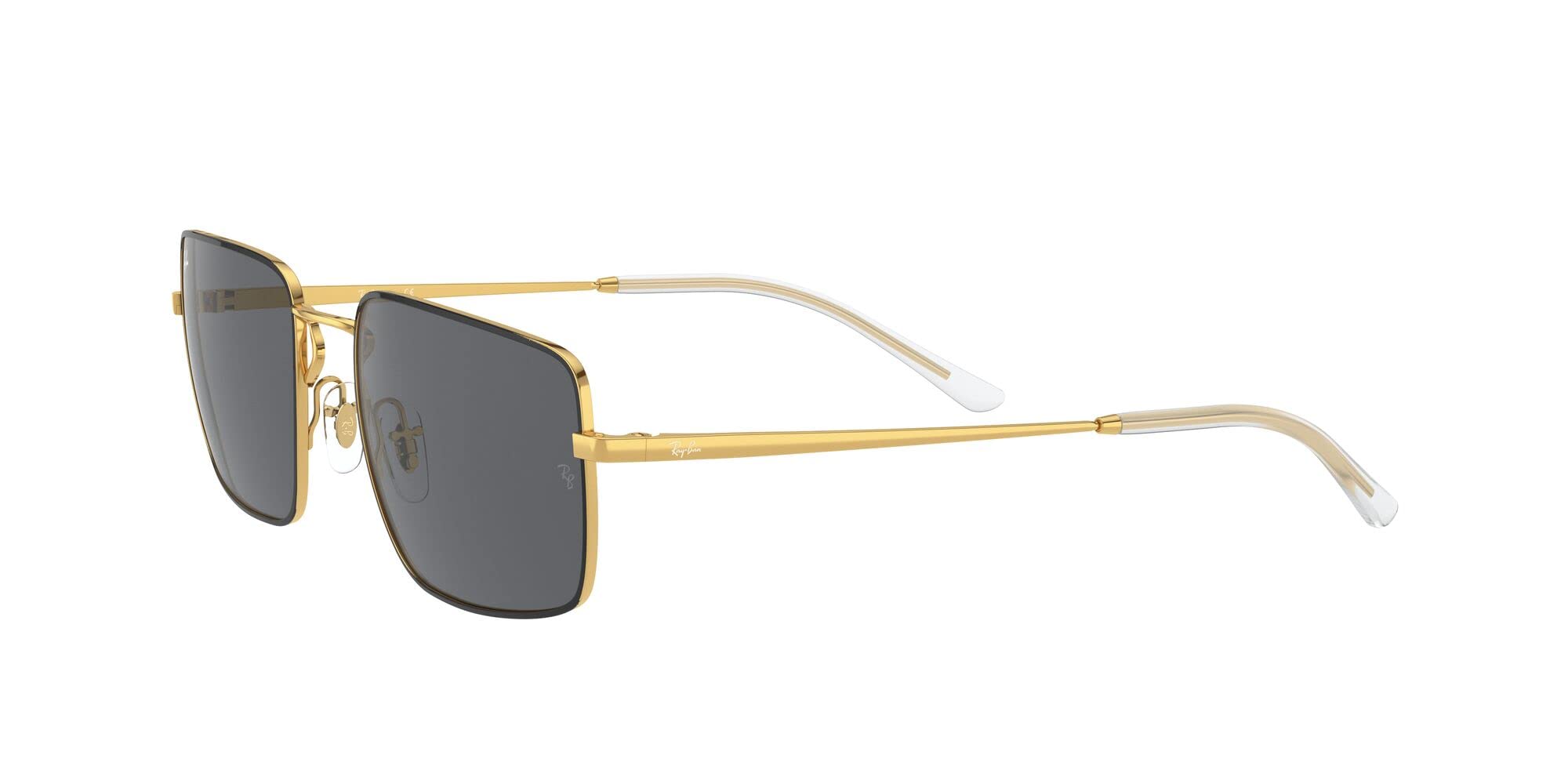 Ray-Ban RB3669 Rectangular Sunglasses, Black On Gold/Dark Grey, 55 mm