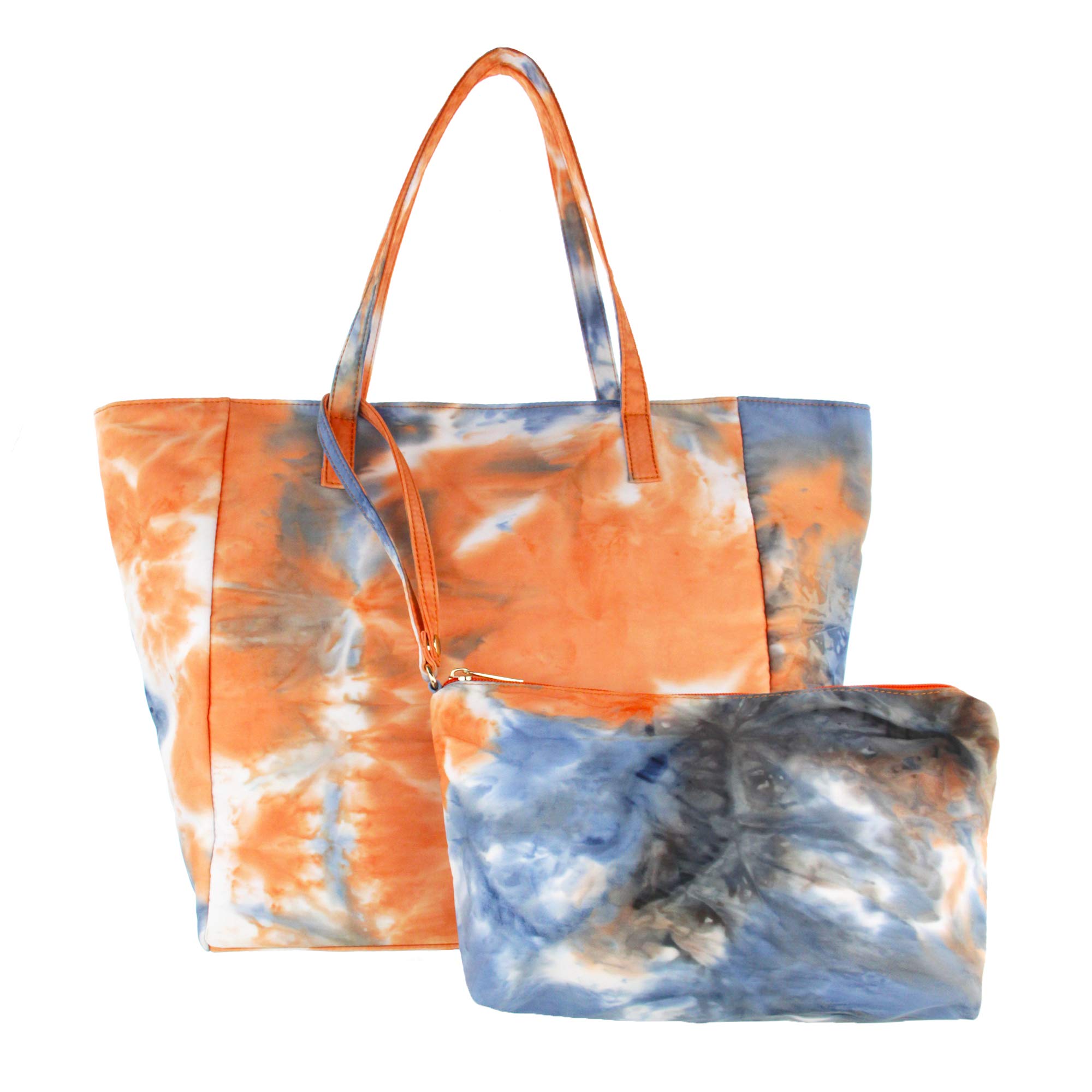 Olivia Miller Women's Cute Tie Dye Fabric Canvas Tote with Matching Pouch Set
