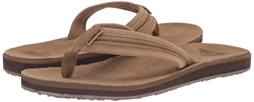 Quiksilver mens Carver Leather Flip Flop Sandal, Tan - Solid, 12 US