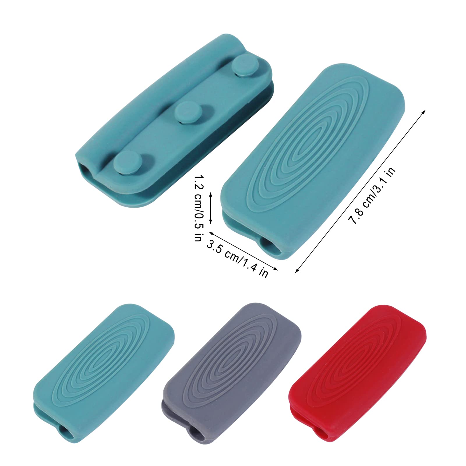 Silicone Pot Handle Sleeve, 6 Pcs Cast Iron Handle Cover, Anti-Slip Silicone Skillet Handle Cover with Buckle, for Frying Cast Iron Skillet Pan, Reusable (3 Colors)