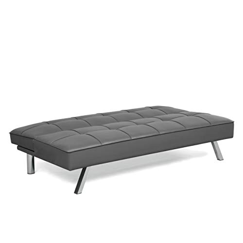 Serta Rane Vegan Leather Futon, 66.1" W x 33.1" D x 29.5" H, Dark Gray