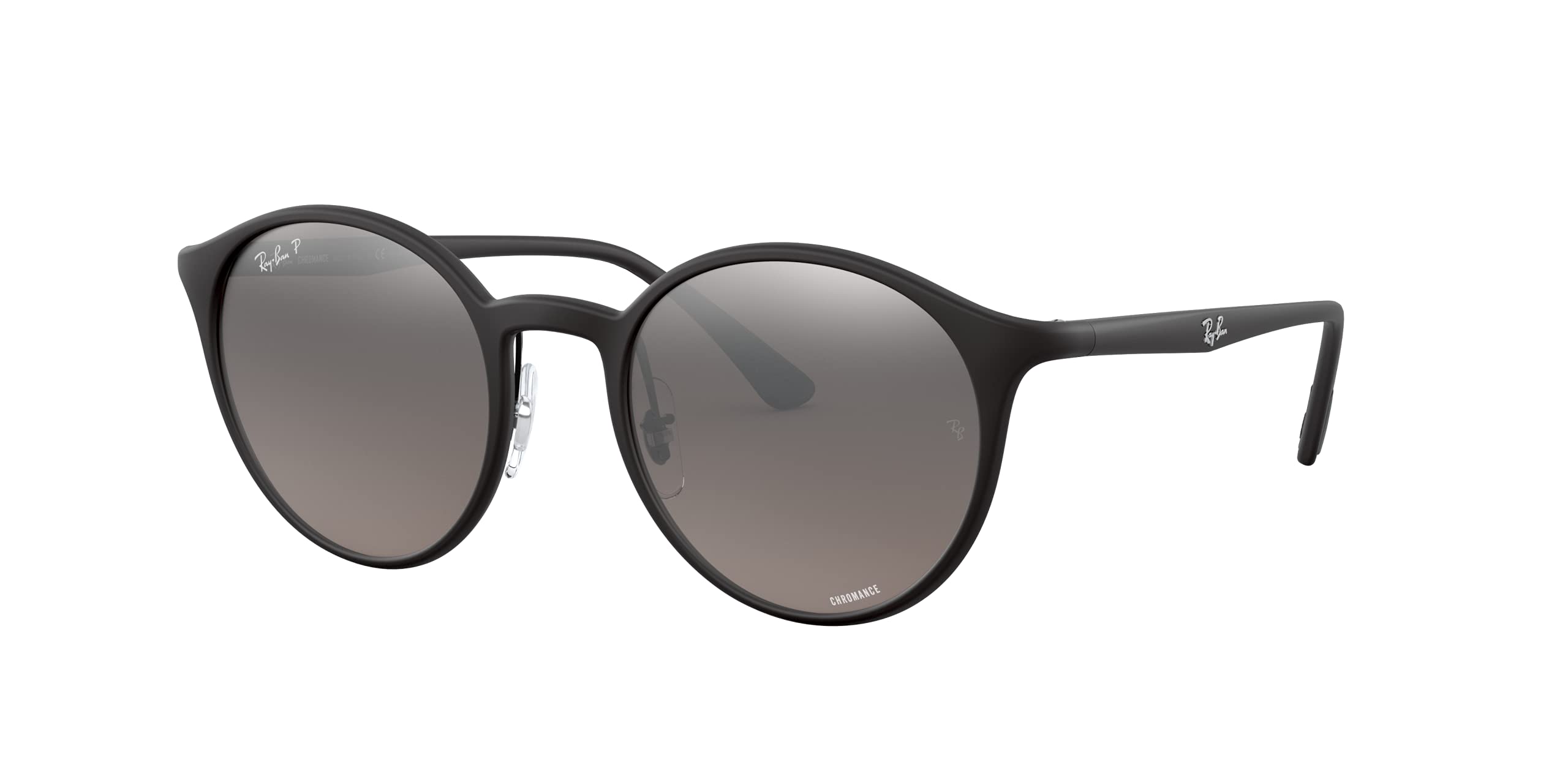 Ray-Ban Rb4336ch Chromance Round Sunglasses, Matte Black/Polarized Grey Mirrored Silver, 50 mm