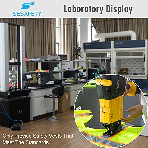 sesafety Safety Vest with 9 Pockets, High Visibility Reflective Vest, ANSI/ISEA Class 2 Type R, Yellow, M