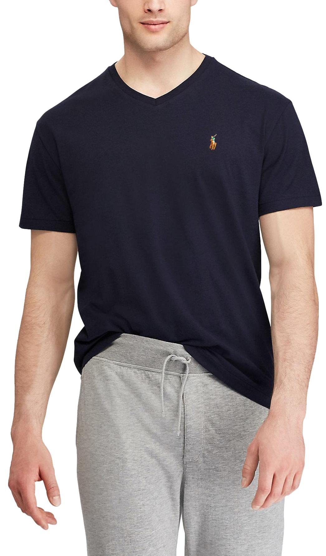 POLO RALPH LAUREN Mens T-Shirt V-Neck (M, NavySigPony)