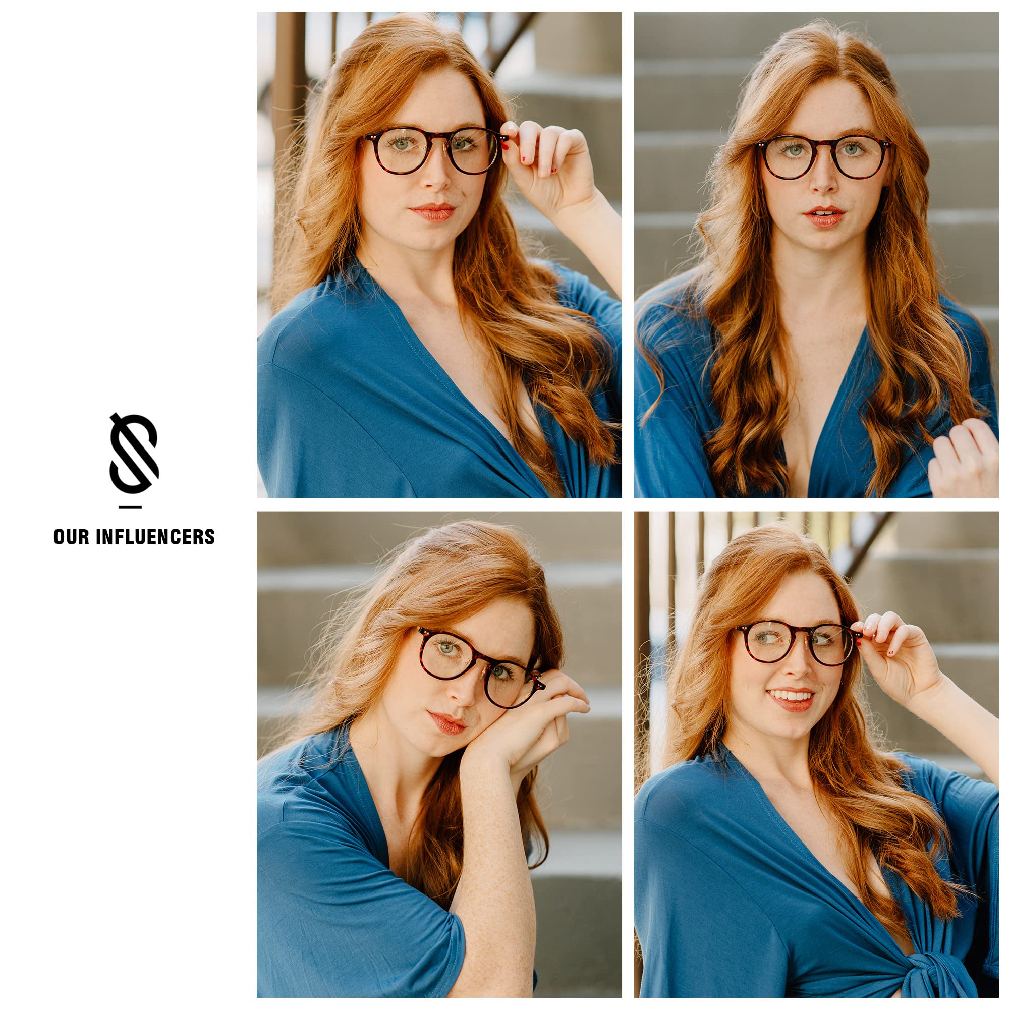 SOJOS Retro Round Blue Light Blocking Computer Glasses for Men Women Anti Blue Ray Clear Lens Glasses SJ5119 with Crystal Frame