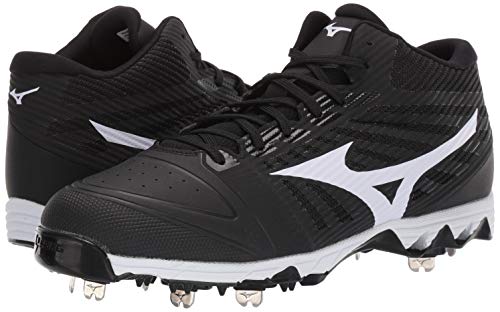 Mizuno Baseball Footwear Mid Mens Metal Baseball Cleat Black-white (9000), 12