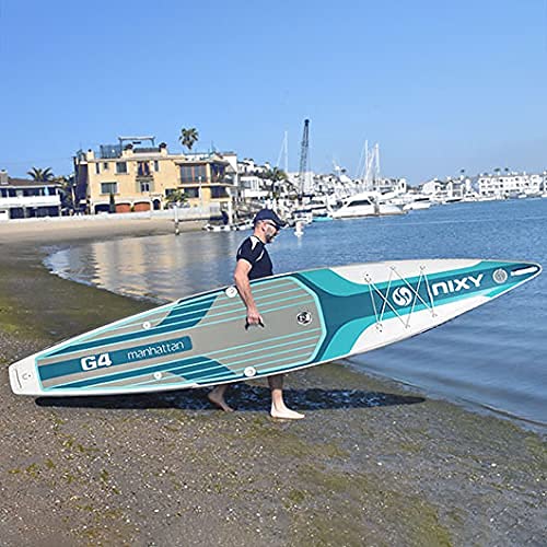 NIXY Manhattan Inflatable Stand Up Paddle Board- Premium Performance SUP, Durable & Lightweight 12′6″ x 28″ x 6″ iSUP, Travel Bag, Carbon Hybrid Paddle, Hand Pump, Leash & More…