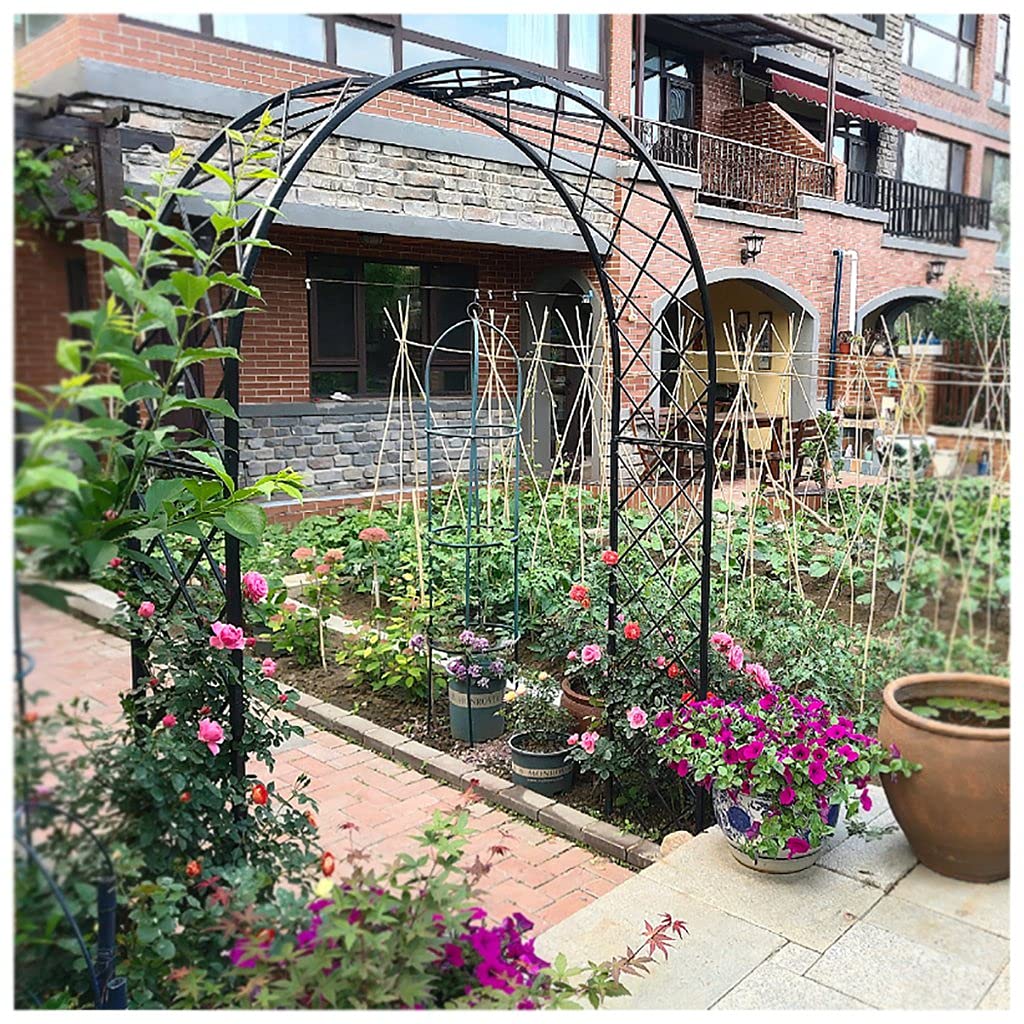 Outdoor Steel Rose Arch Iron Arbor Arch,Heavy Duty Metal Garden Arch, for Various Climbing Plant Outdoor Garden Lawn Backyard (Black)