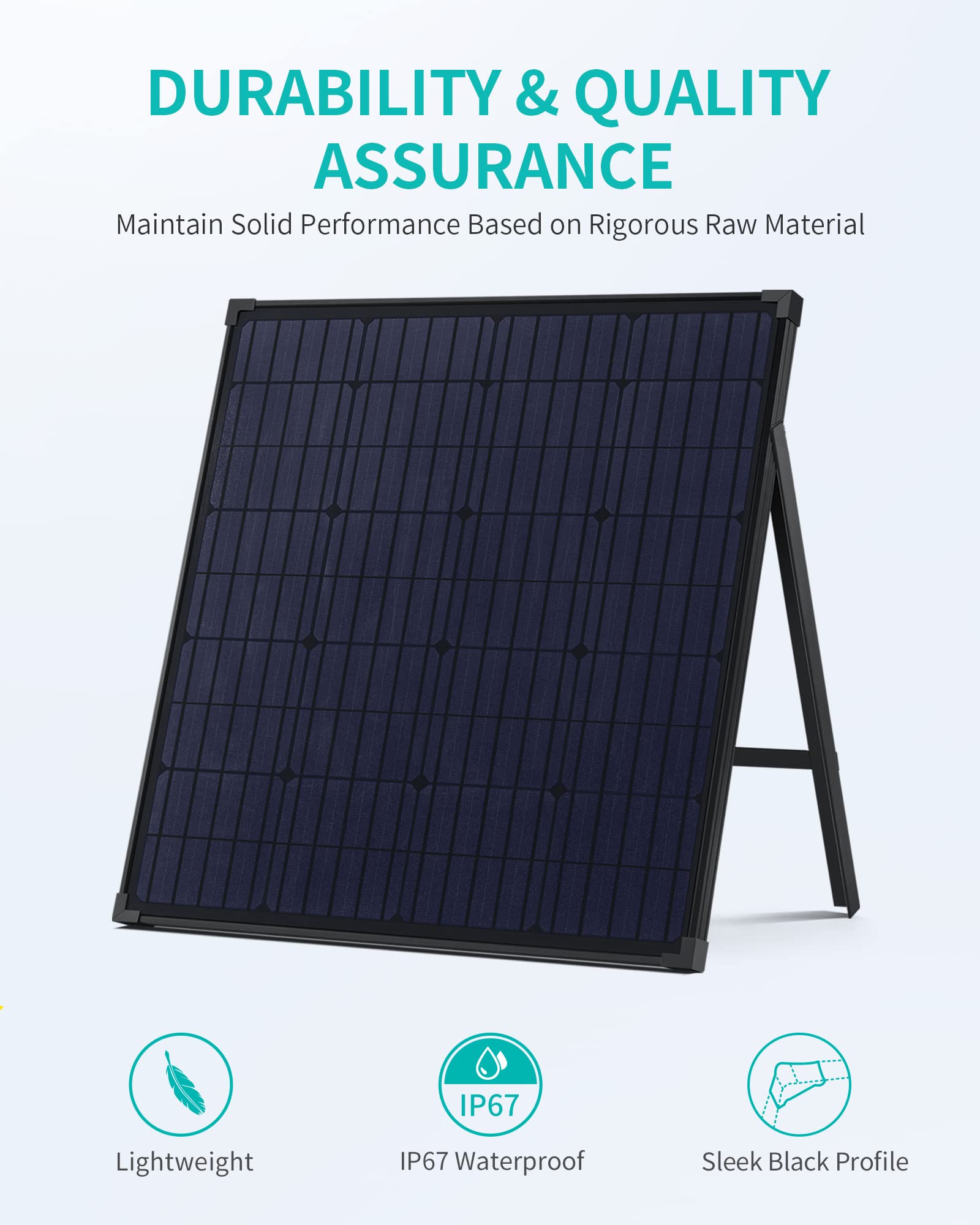 Nekteck 100 Watt Portable Monocrystalline Solar Panel with Waterproof Design & High-Efficiency Module for Battery Charging Boat, RV, Camping Use, and Any Other Off-Grid Appliances