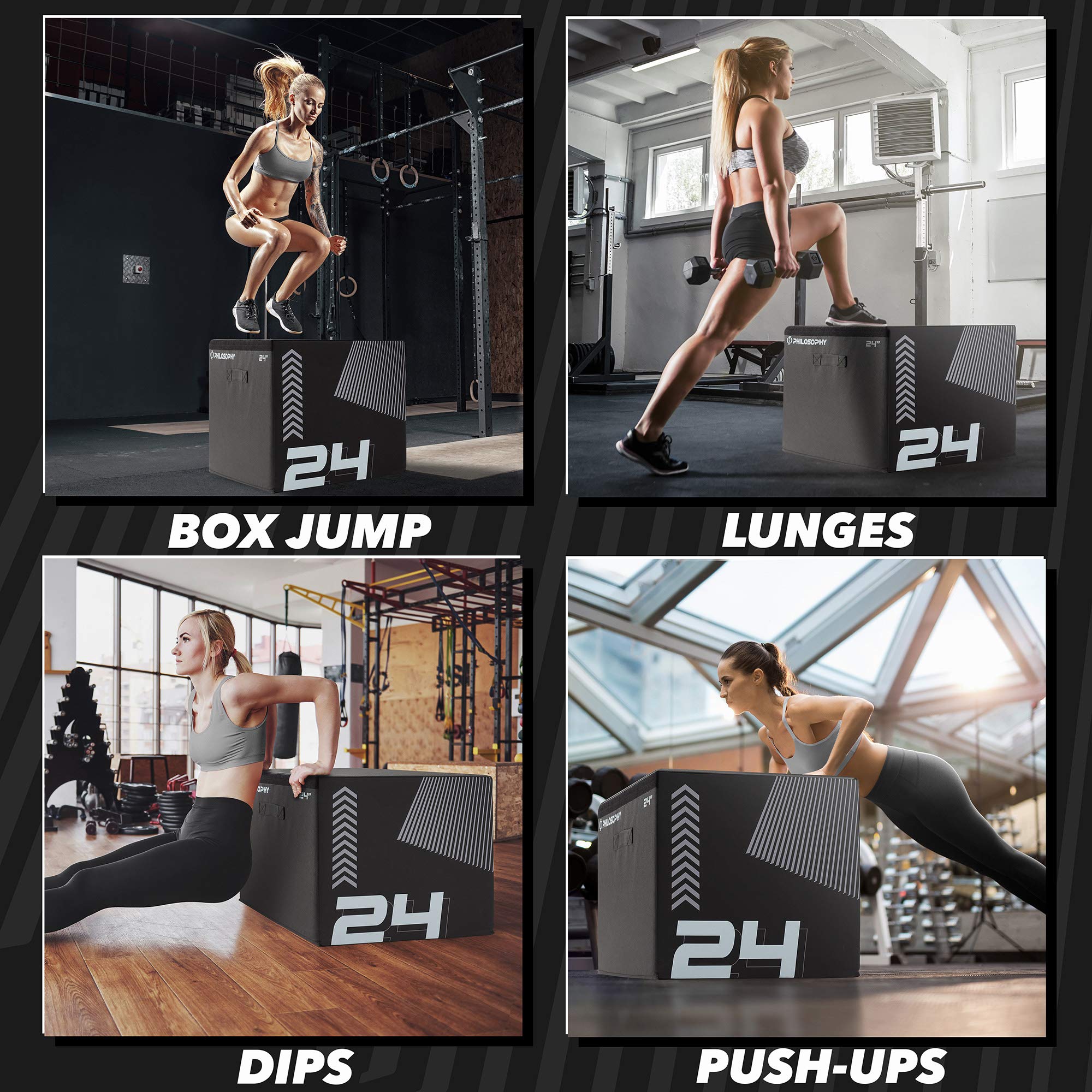 Philosophy Gym 24" Soft Foam Plyometric Box - Jumping Plyo Box for Training and Conditioning