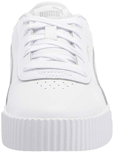 PUMA Unisex Child Carina Sneaker, Puma White-puma White-gray Violet, 7 Big Kid US