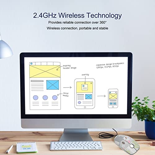 Wireless Mouse, 2.4GHz Wireless Game Mute Mouse, Portable Computer Mice, 3 Smart Sleep Modes, Cute Cartoon Koala Pattern, 1500DPI, for Office Home