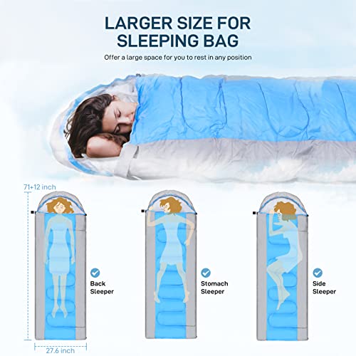 SOLAISK Sleeping Bags for Adults - Warm & Cold Weather Camping Sleeping Bag for Girls Boys - Camping Gear Essentials, Coming with Compression Bag - Lightweight Sleeping Bag for Backpacking, Hiking