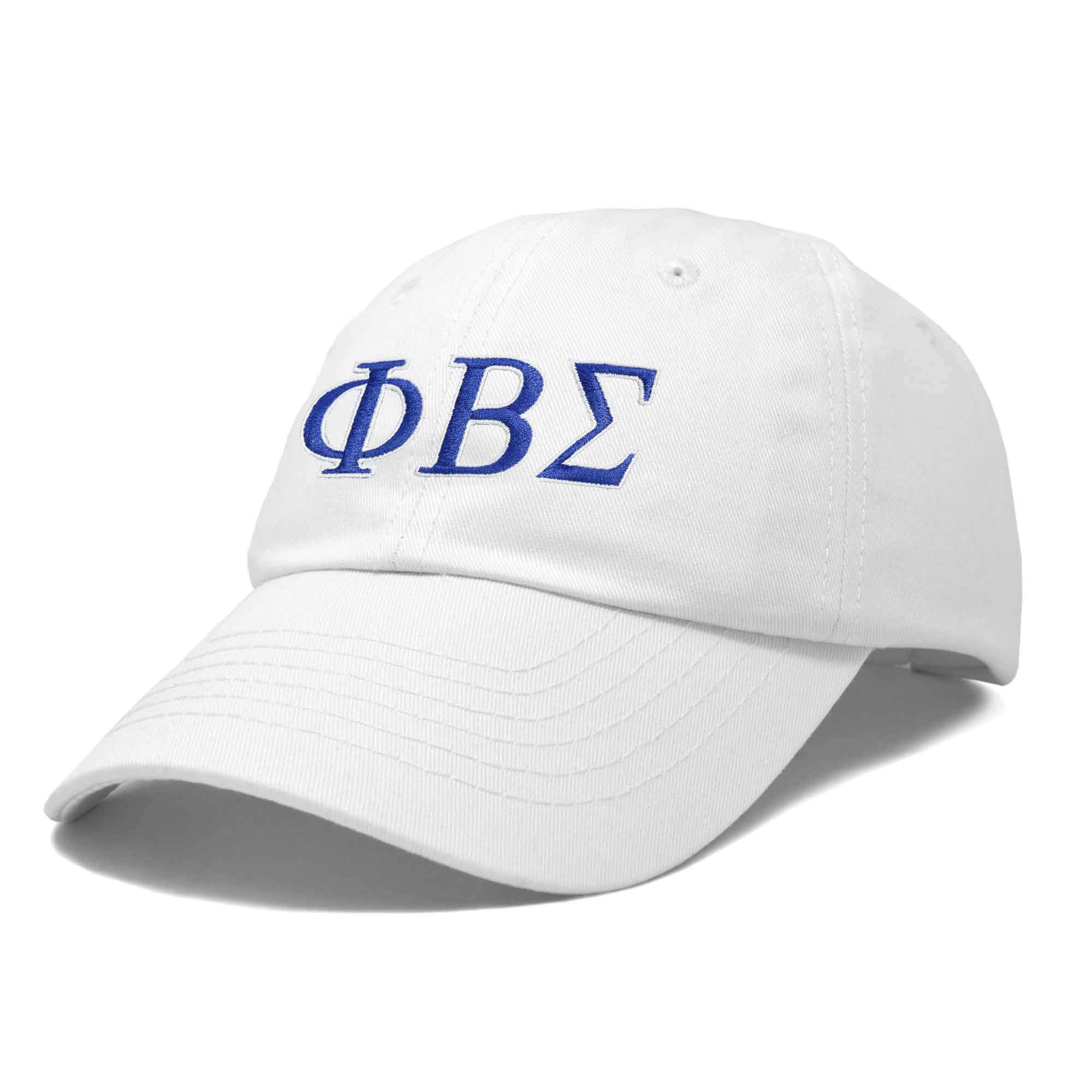 Phi Beta Sigma Greek Letters Ball Cap Embroidered Hat in White