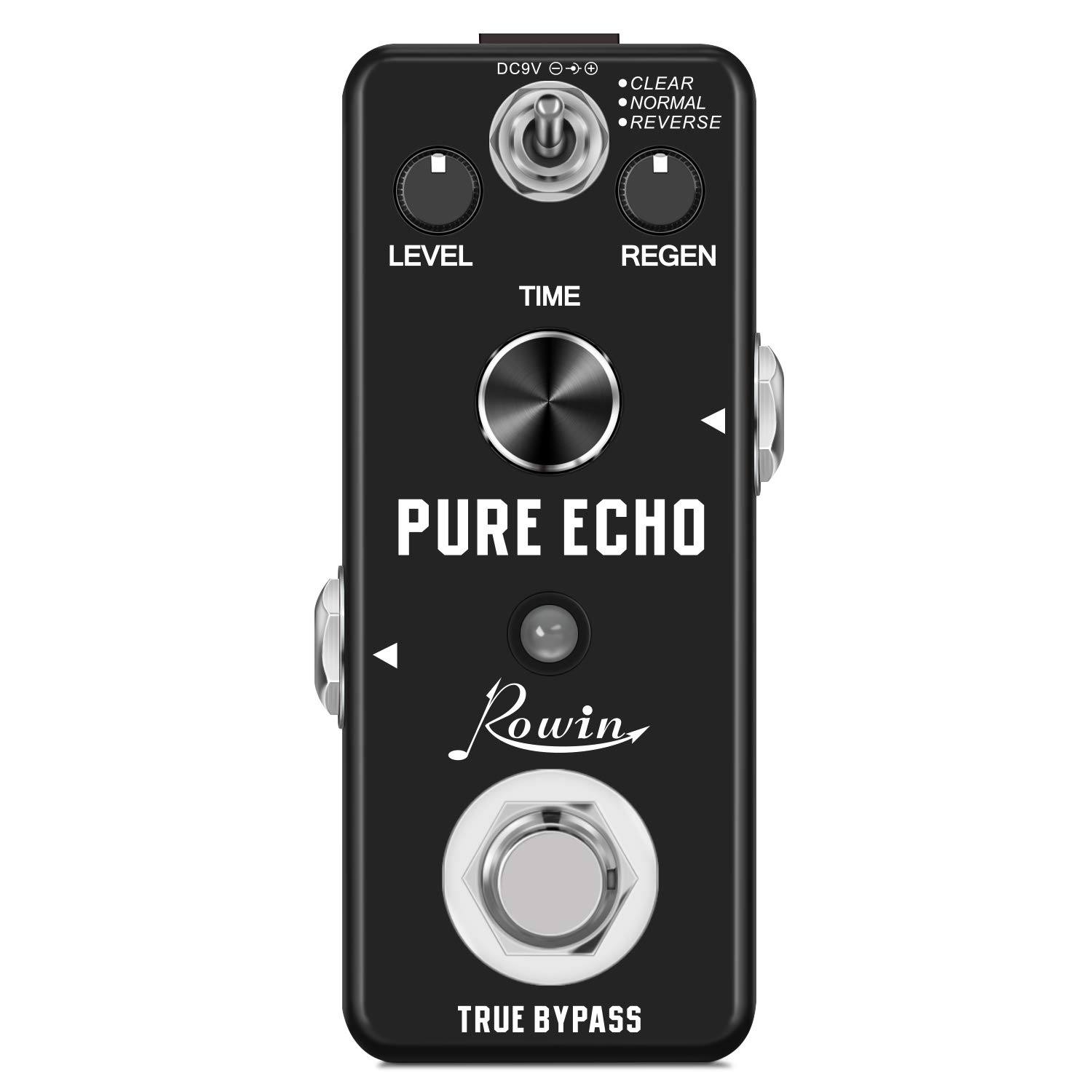 Rowin Pure Echo Digital Delay Guitar Effect Pedal with Clear/Normal/Reverse 3 Modes True Bypass Full Metal Shell