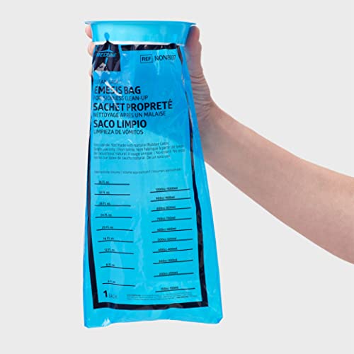 Medline Blue Emesis Bags, Vomit Bags, Motion Sickness Bags, Disposable, Graduated Markings, Urgent Cares, Cars, Boats, Planes, 24 Pack