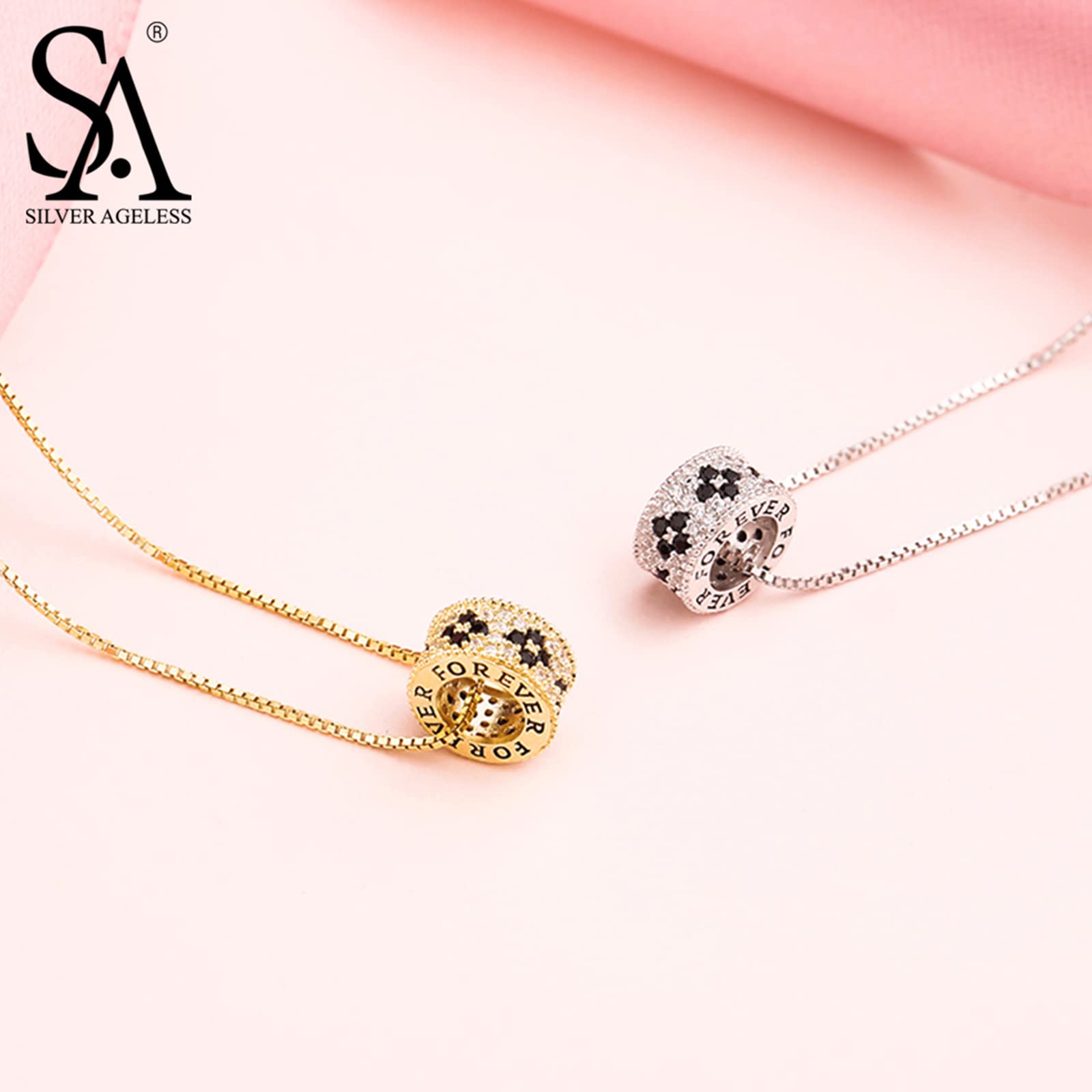 Sterling Silver Dainty Necklace Personalized Four-leaf Clover Pendant Necklace Cubic Zirconia Jewelry for Women