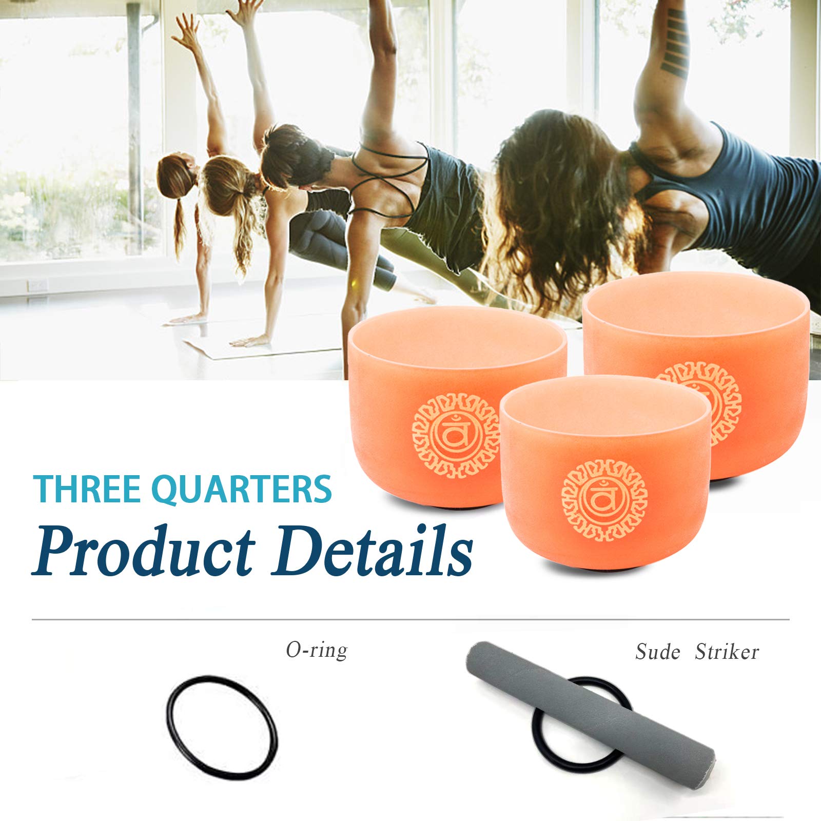 Paternoster Quartz Crystal Singing Bowl Orange D Note Sacral Chakra 8 inch with O-Ring Glue Hammer or Plastic rod wrapped in Sheepskin included For Promotes Peace Chakra Healing and Mindfulness