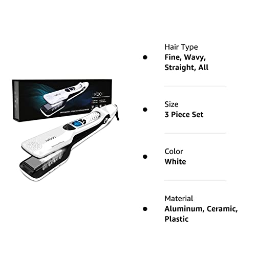 MKBOO Hair Straightener with Steam,Salon Professional Nano Titanium Ceramic Steam Flat Iron with Removable Comb+Digital LCD+5 Level Adjustable Temperature+Auto Temperature Lock White
