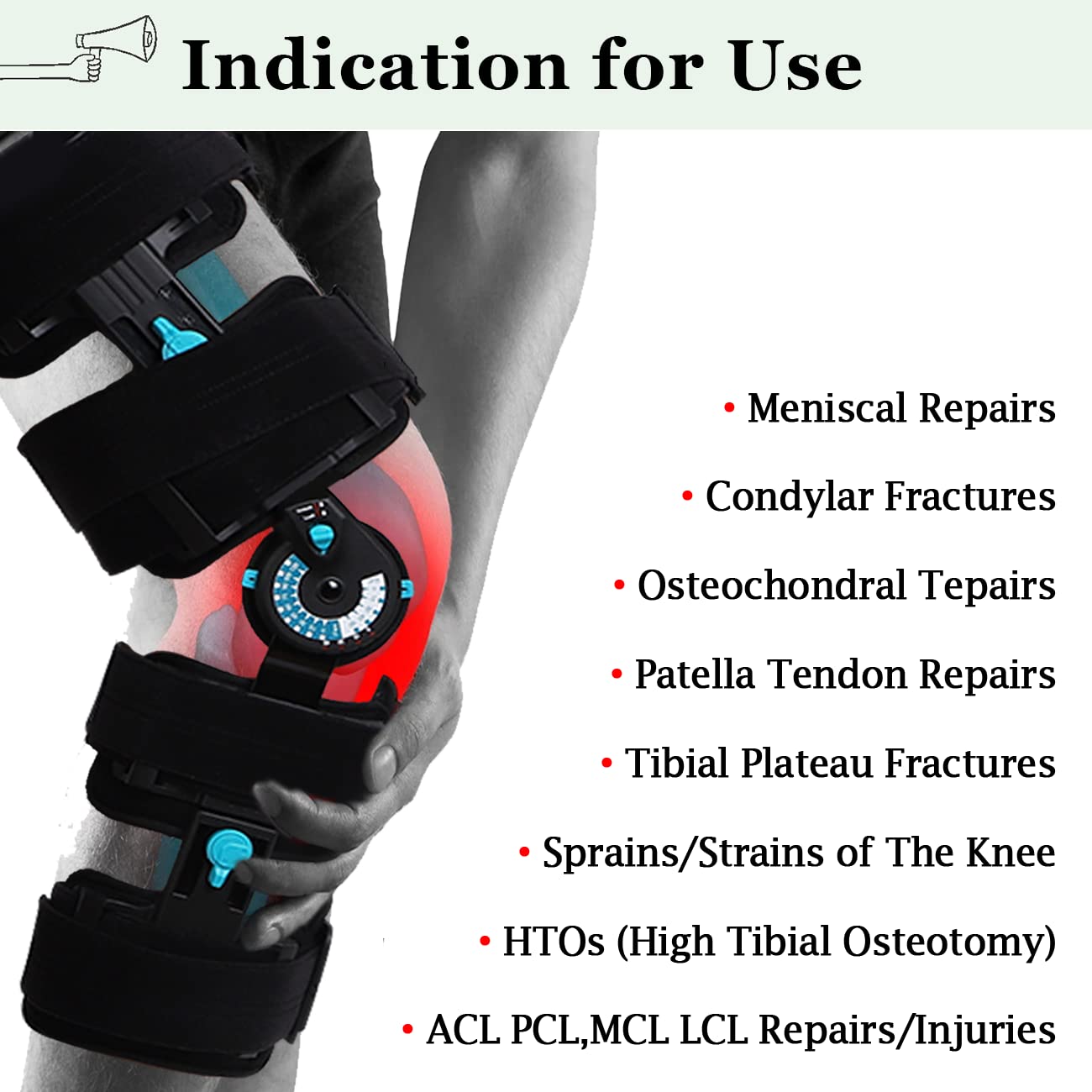 Orthomen Hinged Post Op Knee Brace, Adjustable ROM Leg Stabilizer Recovery Immobilization After Surgery - Medical Orthopedic Guard Protector Immobilizer Brace for Injury, Universal