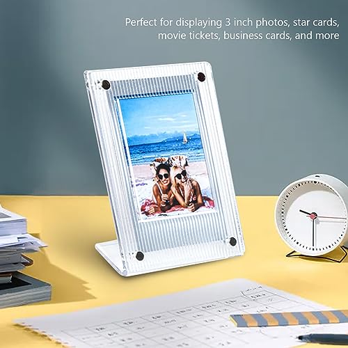 Picture Frame, Easy Cleaning Clear Table Top Photo Frame Acrylic Robust for Cards (Transparent (Wave Pattern))