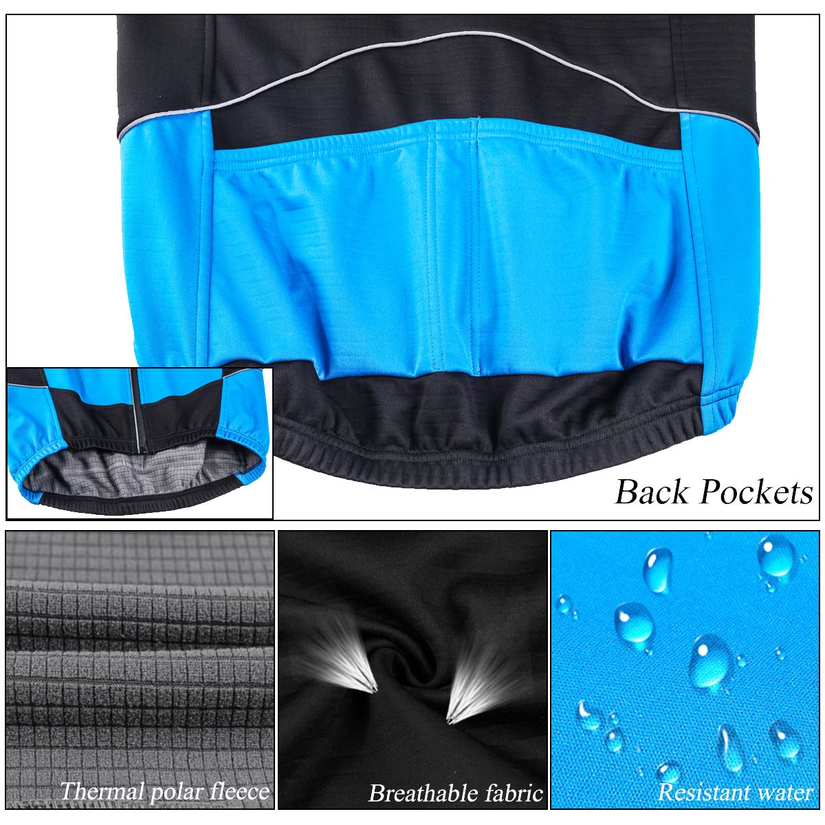 MUCUBAL Men's Cycling Jacket Windproof and Water-Resistant Coat Winter Thermal Breathable Bike Windbreaker(Black,S)