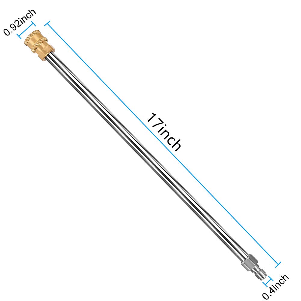 Ornem Pressure Washer Extension Wand, 17 Inch Power Washer Lance 1/4 Inch Quick Connect - Stainless Steel Power Spray Extender Wand - Power Washing Sprayer Accessories β 2 Pack