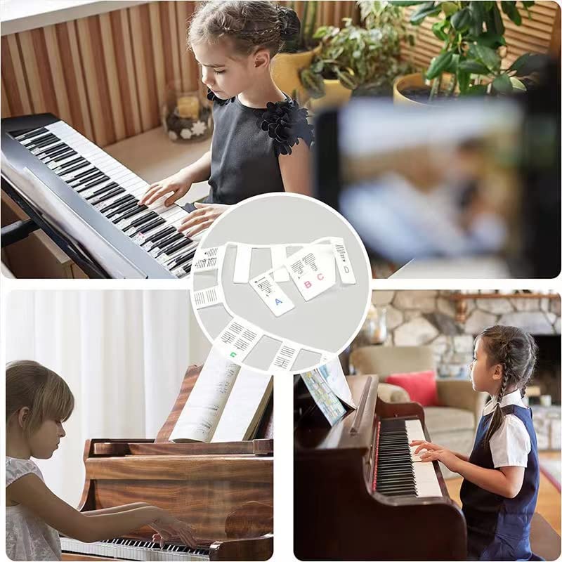 WOJIM - Removable Piano Keyboard Note Labels,Piano Notes Guide & Piano Key Guide,61 Keys Piano keyboard,Say Goodbye to Piano Stickers & Piano Keyboard Stickers (Colorful)
