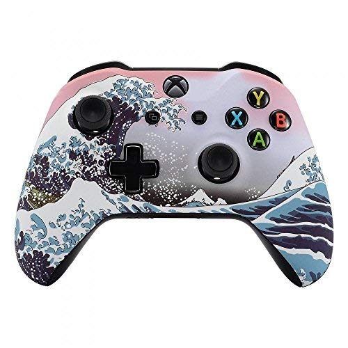 MODDEDZONE Custom MODDED Wireless Controller for Xbox One S/X and PC - With Unique Smart Mods - Best For First Person Shooter Games - Handcrafted by Experts in USA with Unique Design (Great Wave)